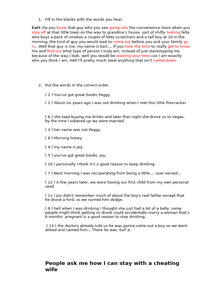 Earl Activity Advanced | PDF