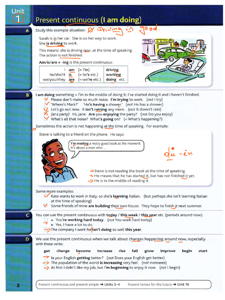 Present Continuous Grammar in Use Answered | PDF