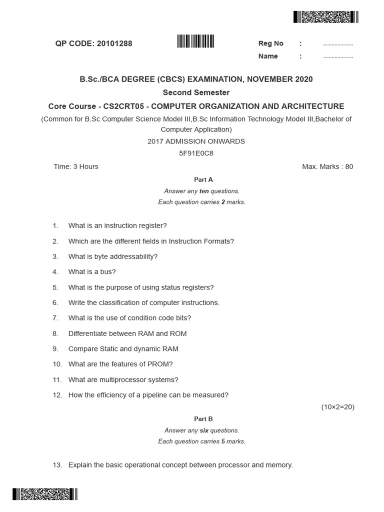 Bca II Sem Computer Organization and Architecture | PDF Bca II Sem Computer Organization and Architecture | PDF