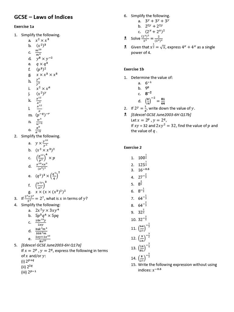 Laws of Indices | PDF