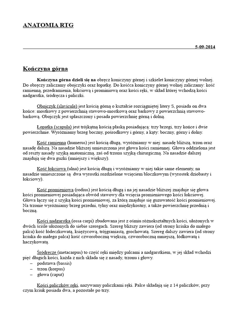 Anatomia RTG.Teoria 01 - notatki | PDF