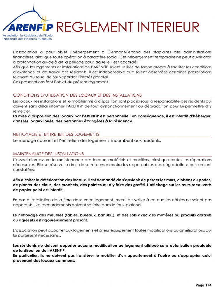 Reglement Interne | PDF