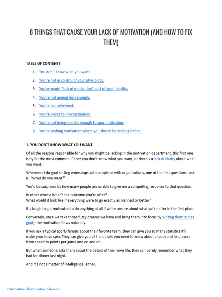 8 Things That Cause Your Lack of Motivation (And How To Fix Them) | PDF