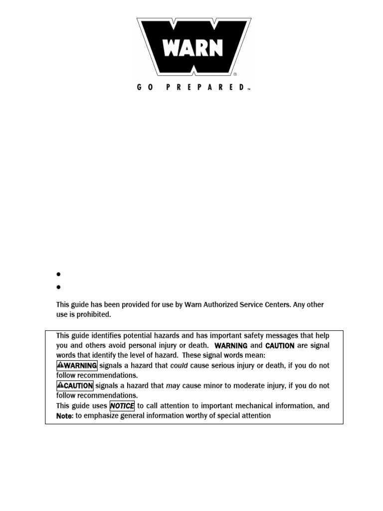 Warn Manual U2500 | PDF