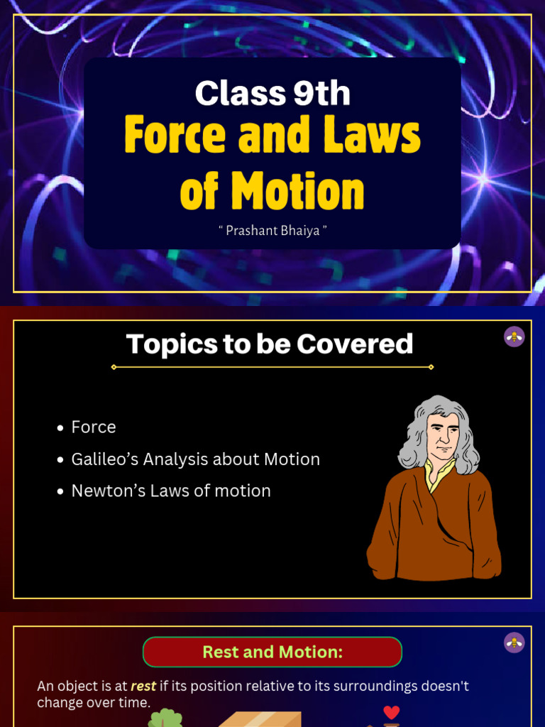 Class 9th - Force & Laws of Motion (Prashant Kirad) | PDF