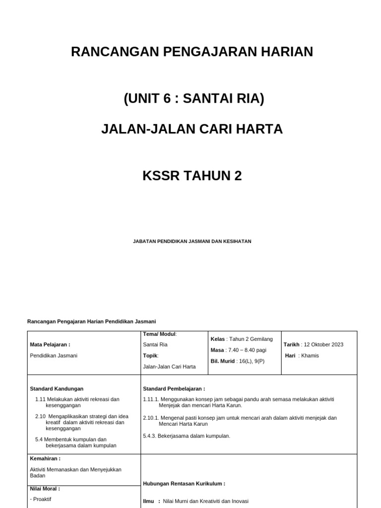 RPH t2 m7 (Jalan Jalan Cari Harta) | PDF