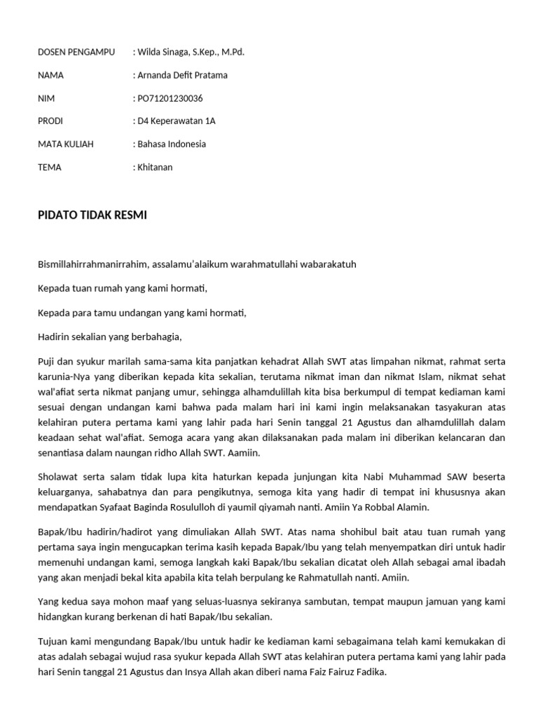 Pidato Tidak Resmi | PDF