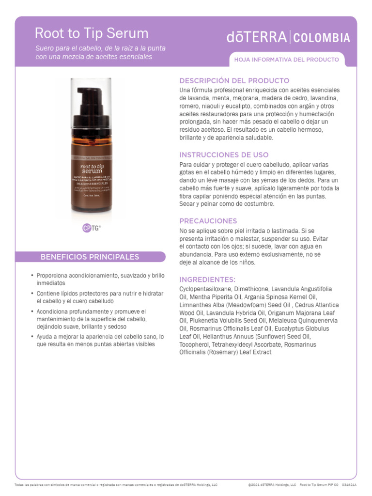 Doterra Salon Essentials Root To Tip Serum | PDF