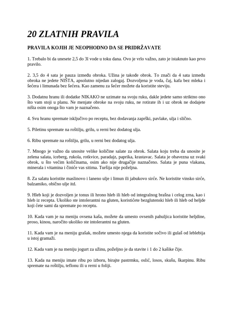 20 Zlatnih Pravila | PDF