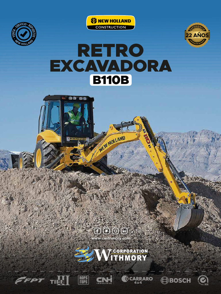 Retroexcavadora B110B Ficha Tecnica | PDF | Neumático