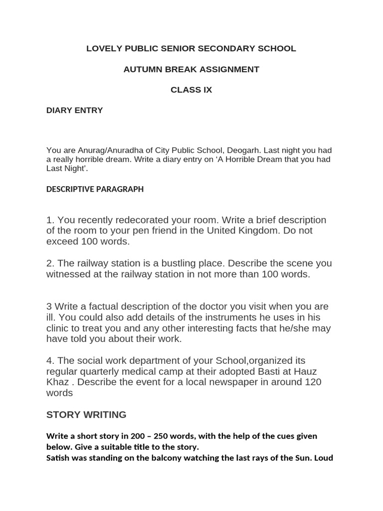 Autumn Break Assignment Class Ix 20231021092737749 | PDF