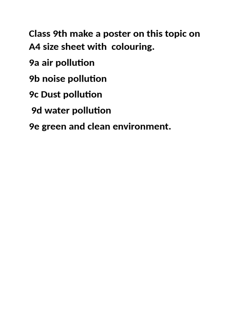 Class 9th Make A Poster On This Topic On A4 Size Sheet With Colouring 20231021102259555 | PDF