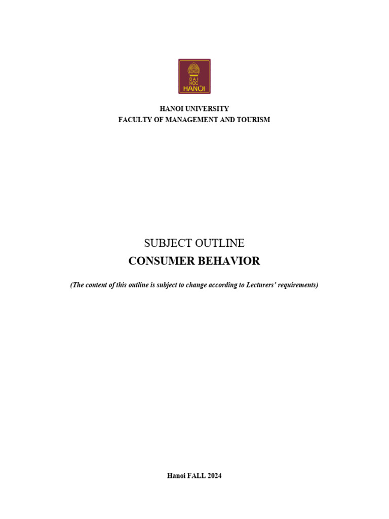 Subject Outline COB Fall 2024 | PDF