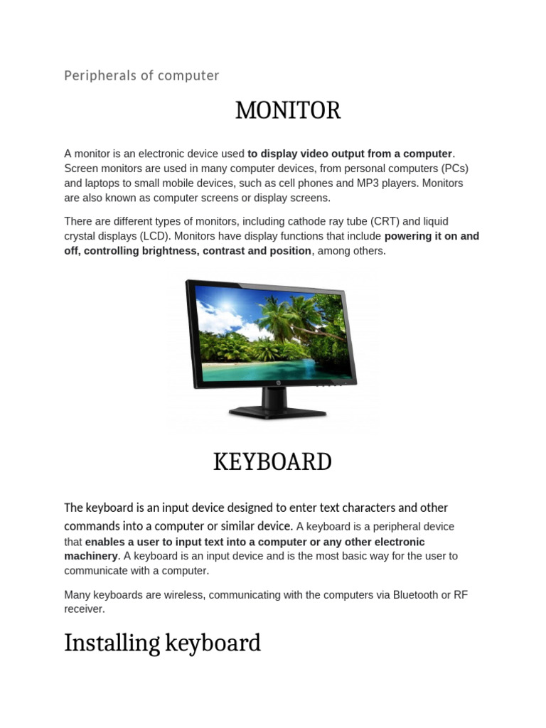 Peripherals of Computer | PDF