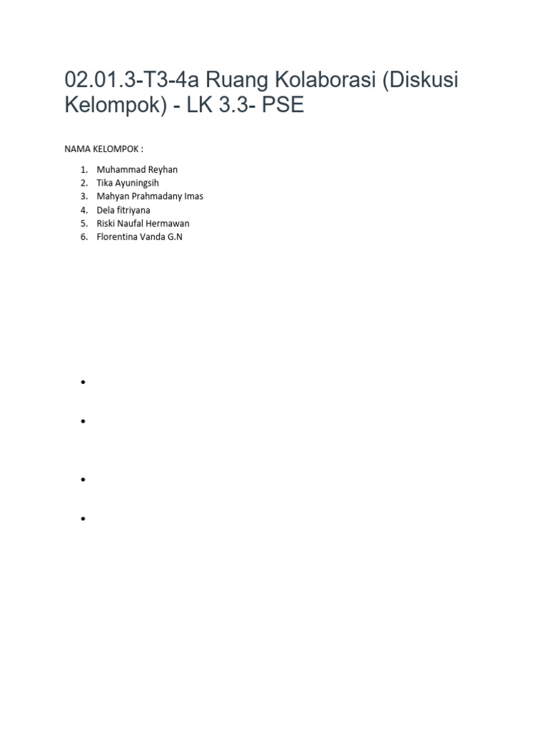 02.01.3-T3-4a Ruang Kolaborasi (Diskusi Kelompok) - LK 3.3- PSE | PDF
