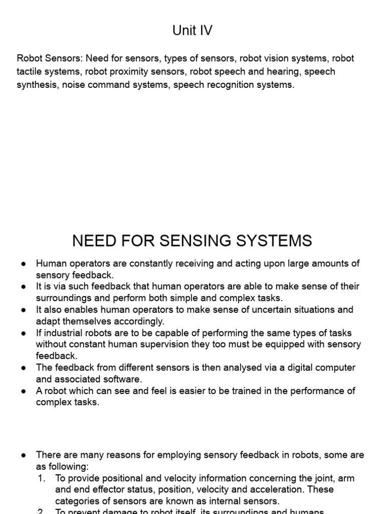 Robotics Unit IV | PDF