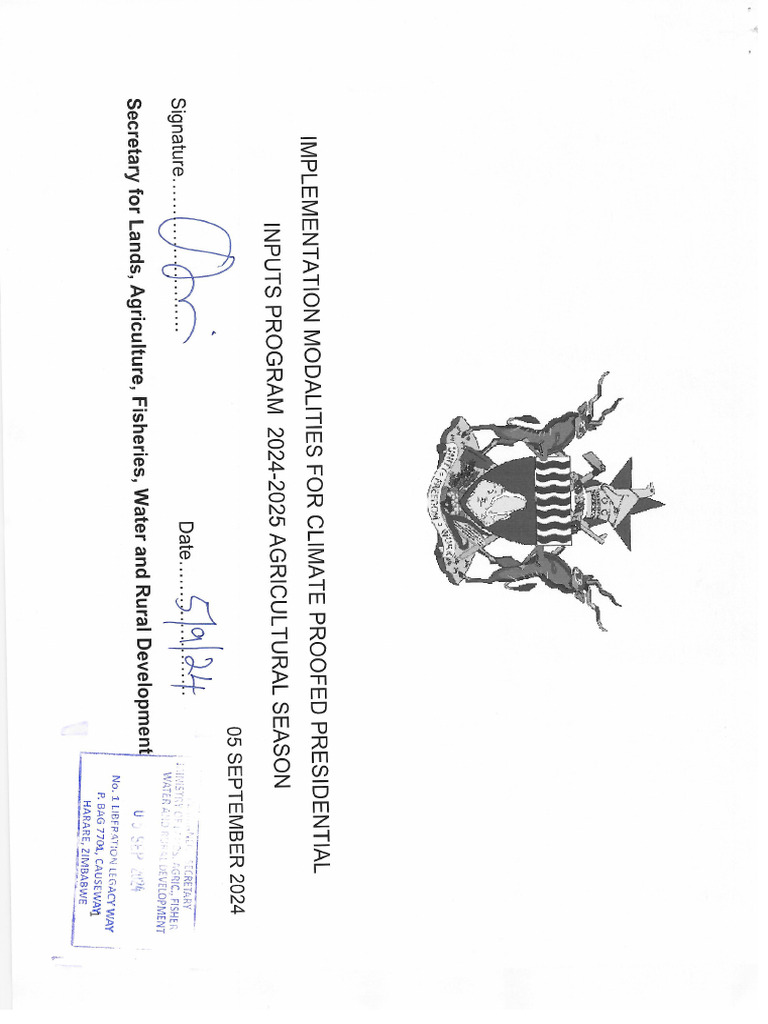 Signed Implementation Modalities For Climate Proofed Presidential ...