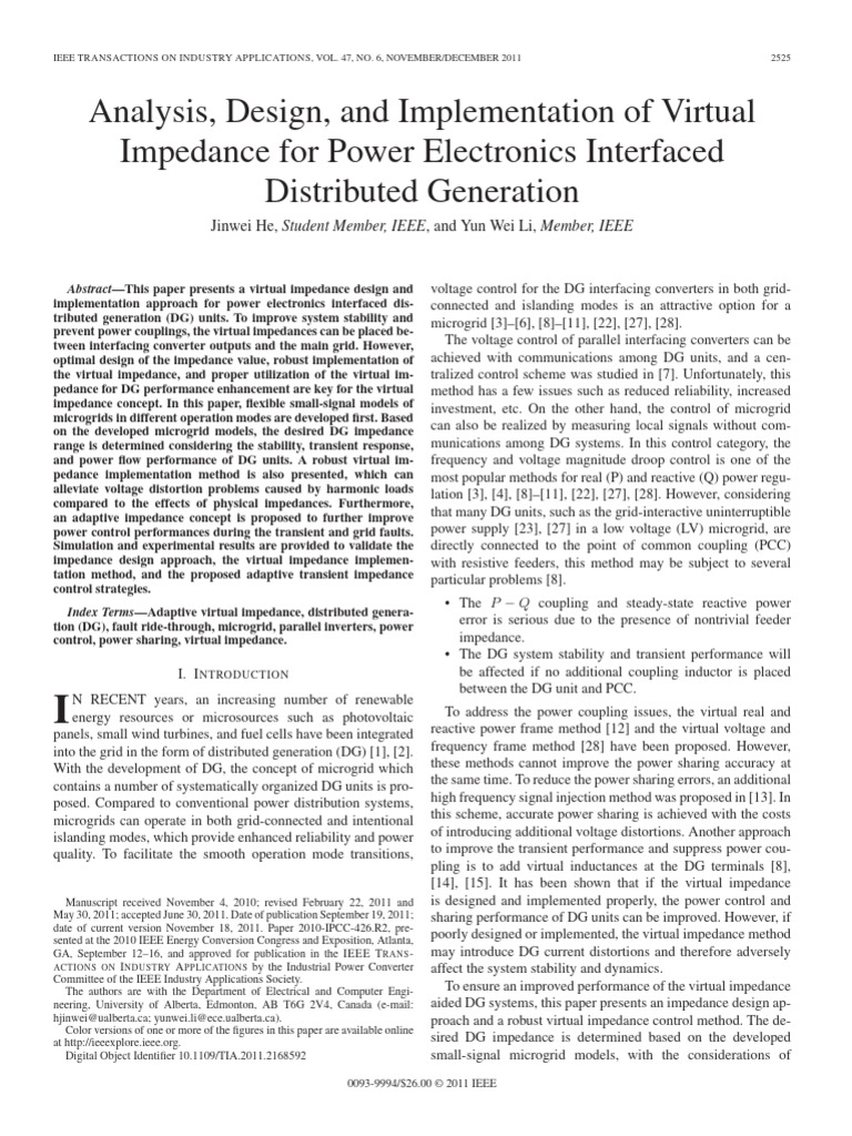 Analysis, Design, and Implementaton of Virtual Impedance For Power Electronics Interfaced ...