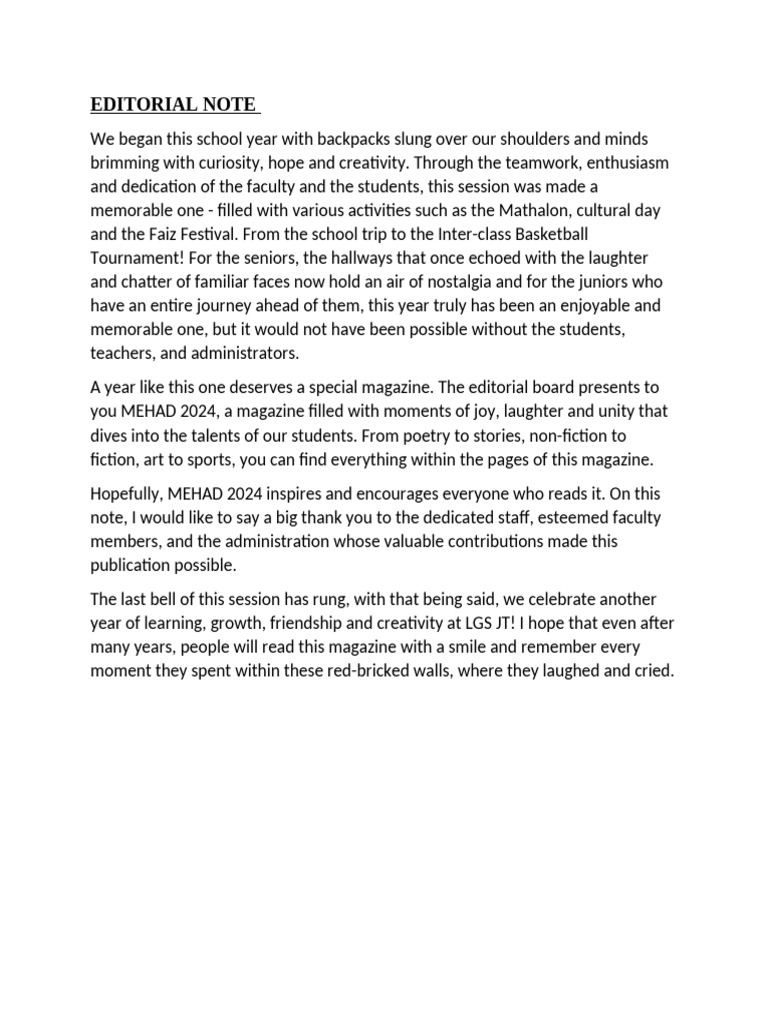 Editorial Note - Maryam Khurram | PDF