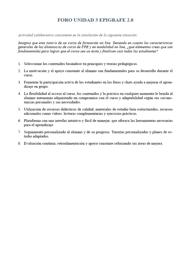 Foro Unidad 3 Epigrafe 2.8 | PDF