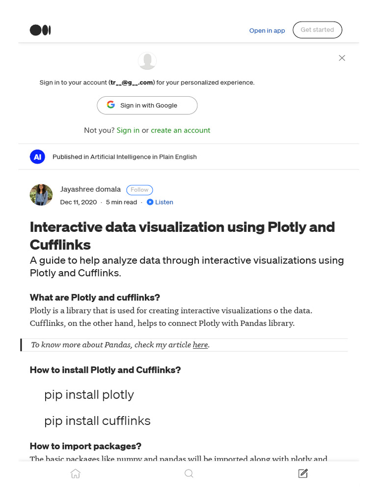 Interactive Data Visualization Using Plotly And Cufflinks By Jayashree Domala Artificial