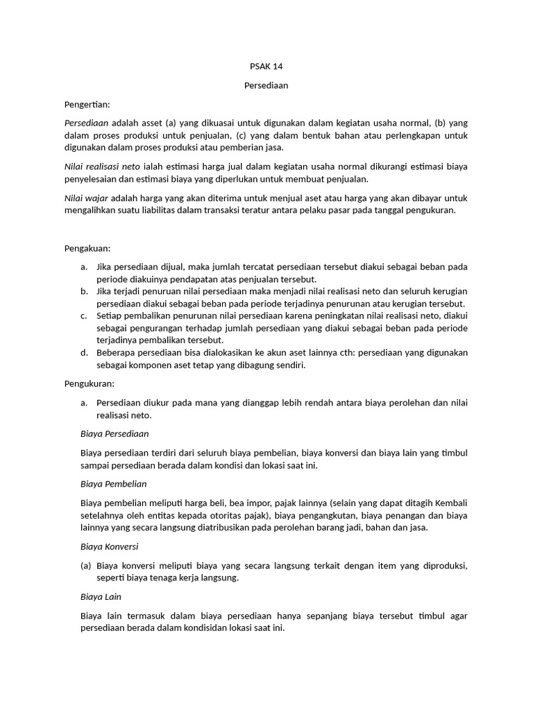 PSAK 14 Ringkasan | PDF