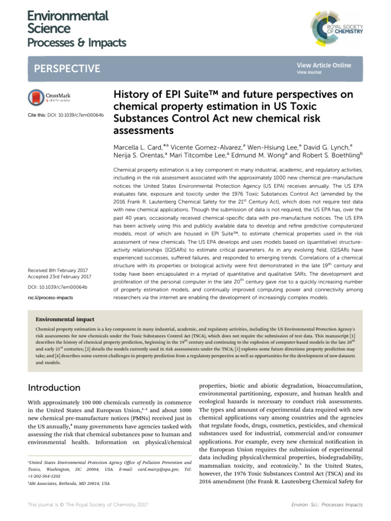 History of Epi Suite | PDF