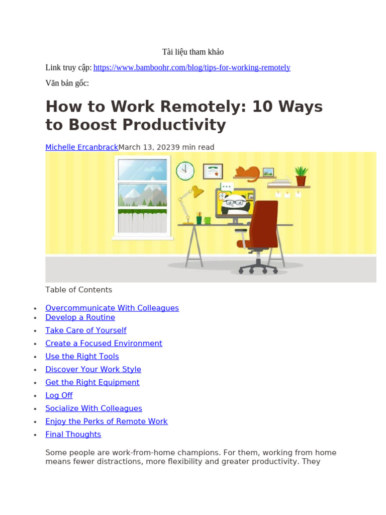 How To Work Remotely 10 Ways To Boost Productivity Pdf