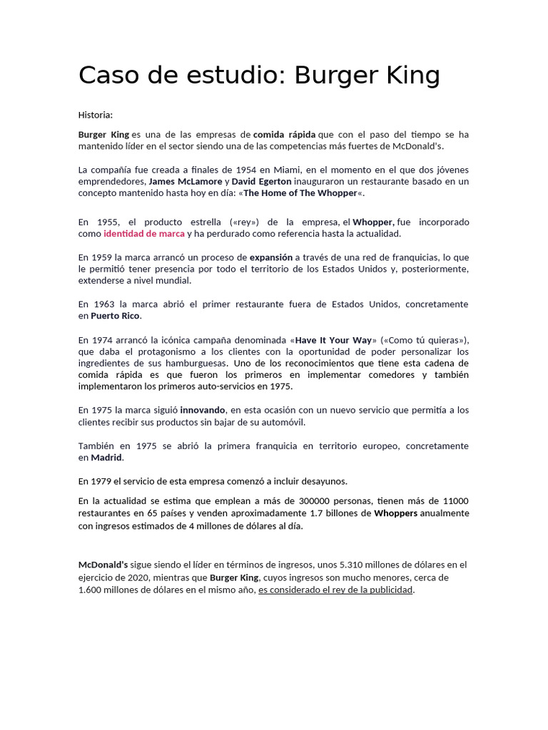 Estudio Burger King | PDF