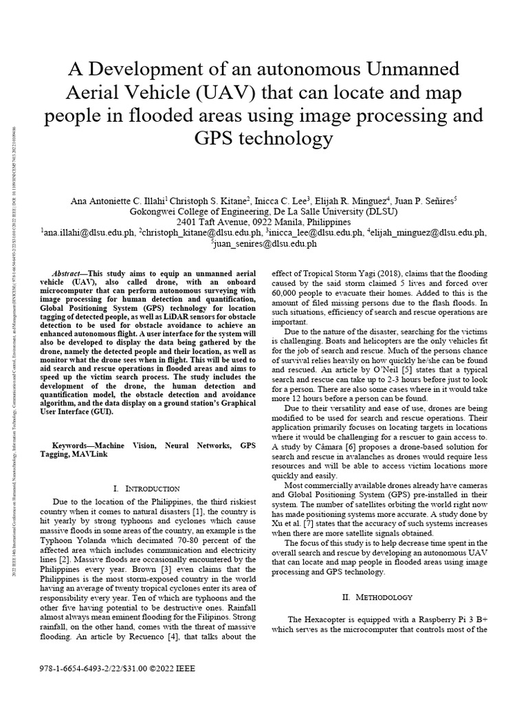 A Development of An Autonomous Unmanned Aerial Vehicle UAV That Can Locate and Map People in ...