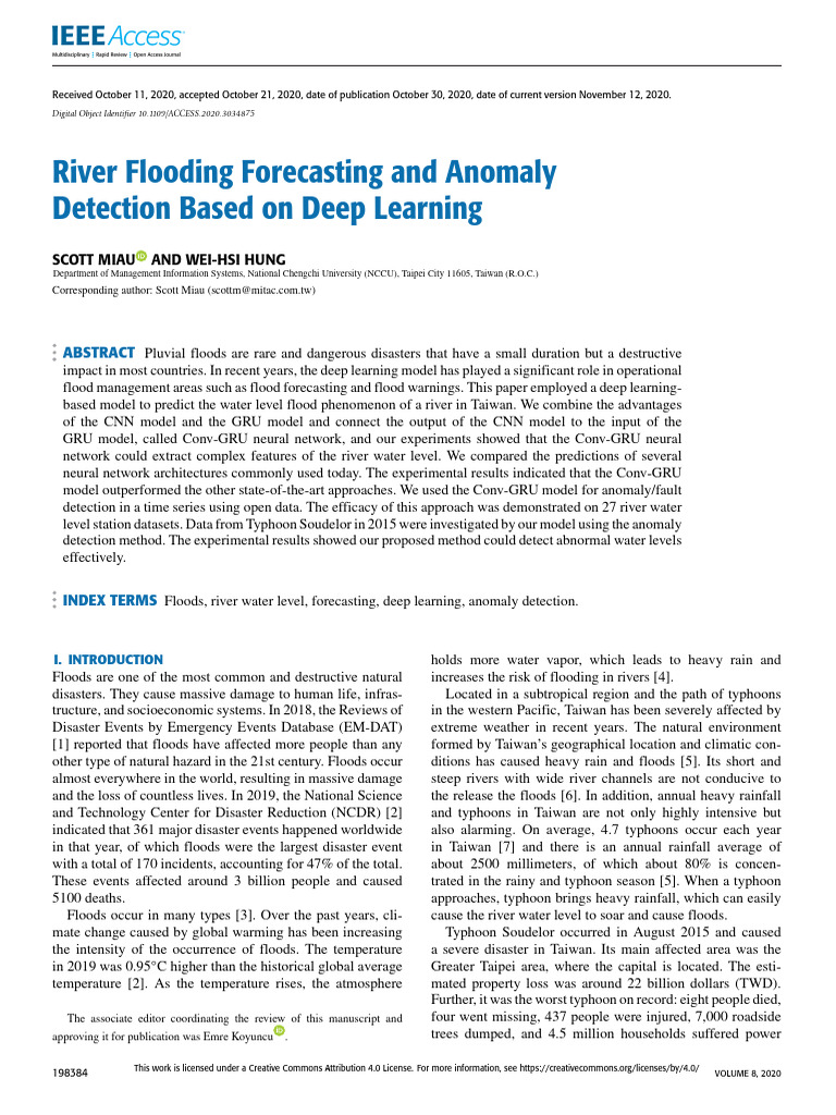 River Flooding Forecasting and Anomaly Detection Based On Deep Learning | PDF
