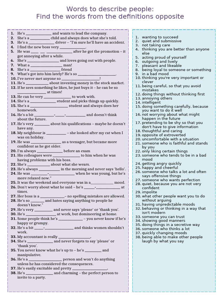 Describing People Fun Activities Games 26725 | PDF