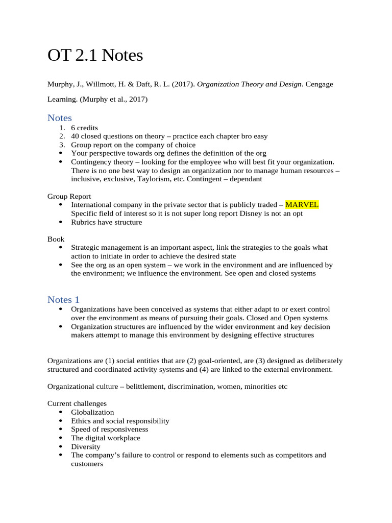 OT 2.1 Notes | PDF