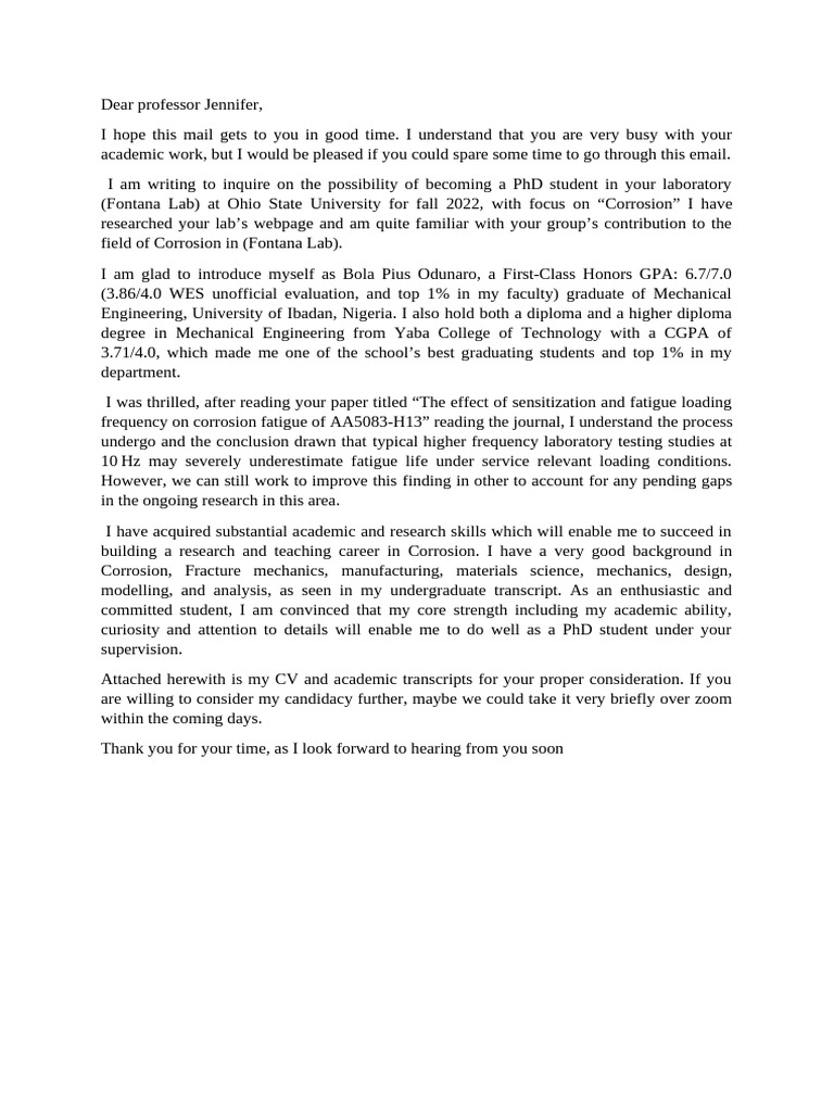 Dear Professor Jennifer | PDF