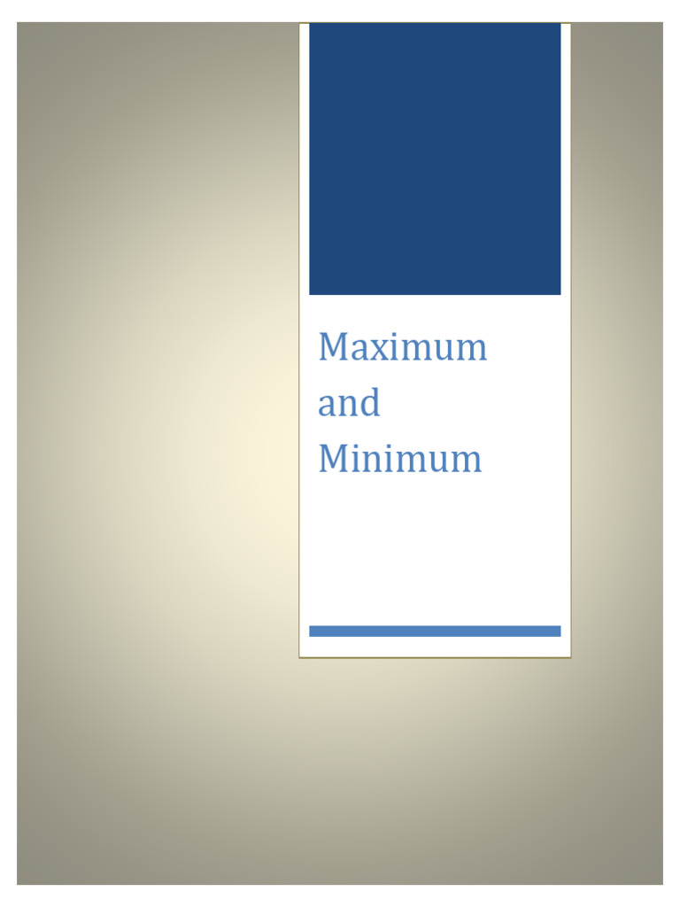 Maximum and Minimum - Max Min | PDF | Mathematical Relations ...