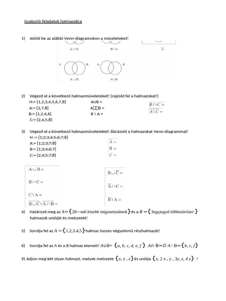 feladatok halmazokra | PDF