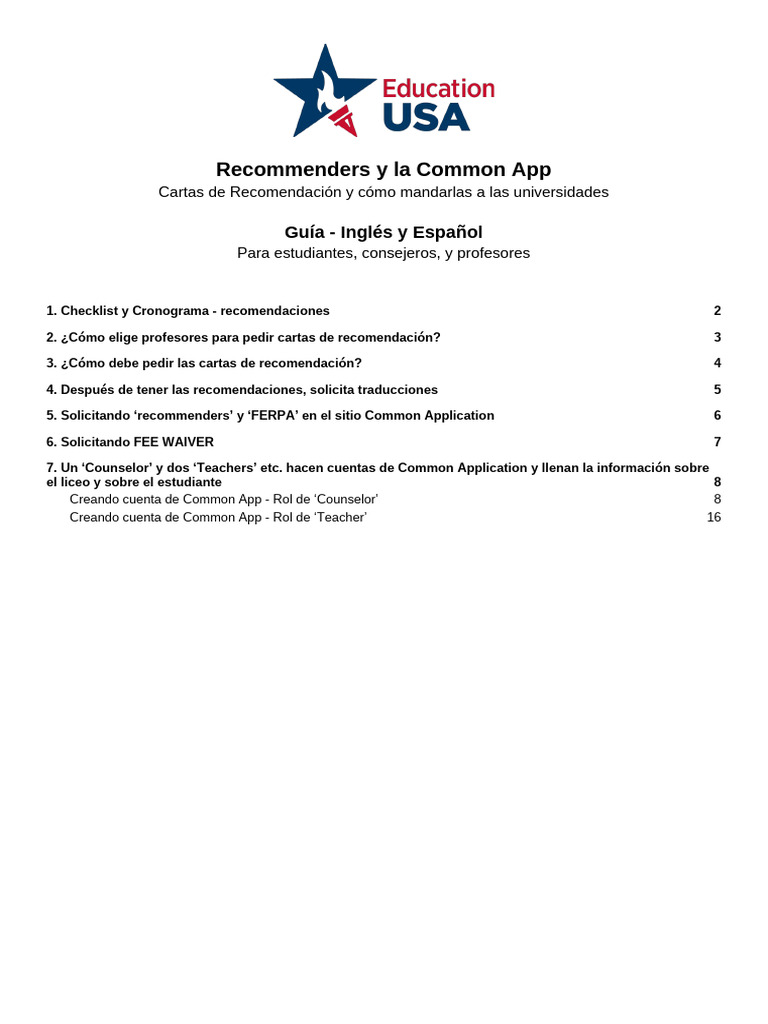 2024 Grado - Recommenders y La Common App 2024 - Instrucciones | PDF
