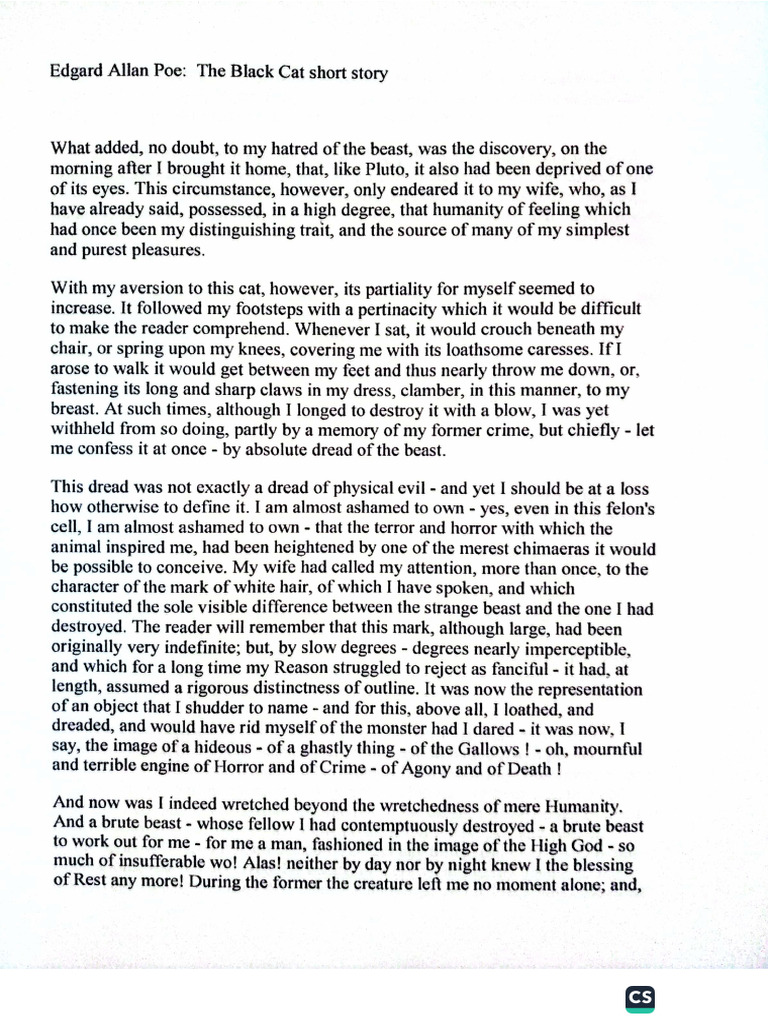 The Black Cat - Edgar Allan Poe | PDF