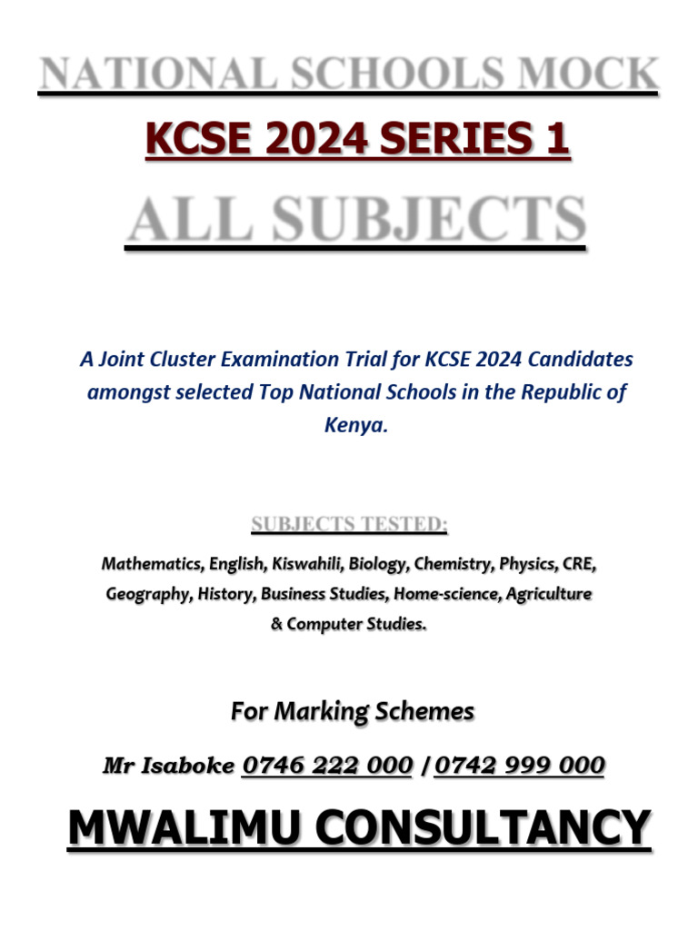 National Sch's Kcse 2024 Mock s1 | PDF | Technology & Engineering