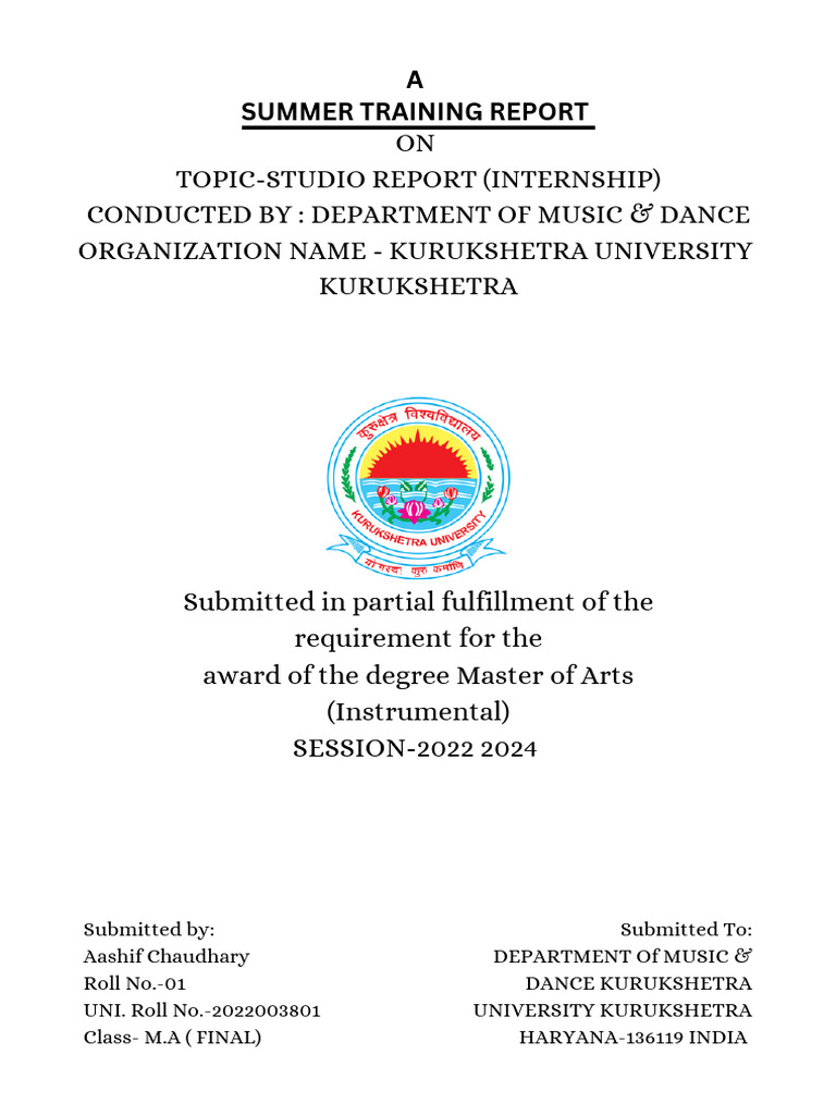 A Summer Training Report | PDF