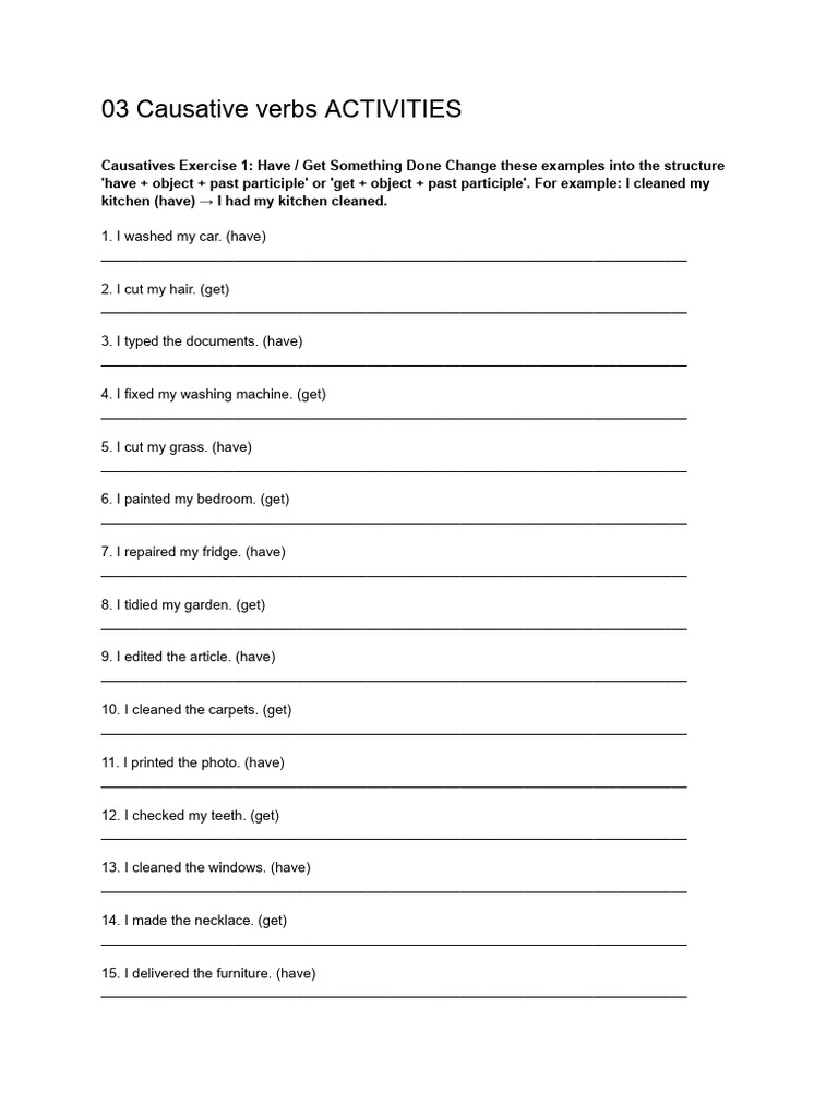 03 Causative Verbs ACTIVITIES | PDF