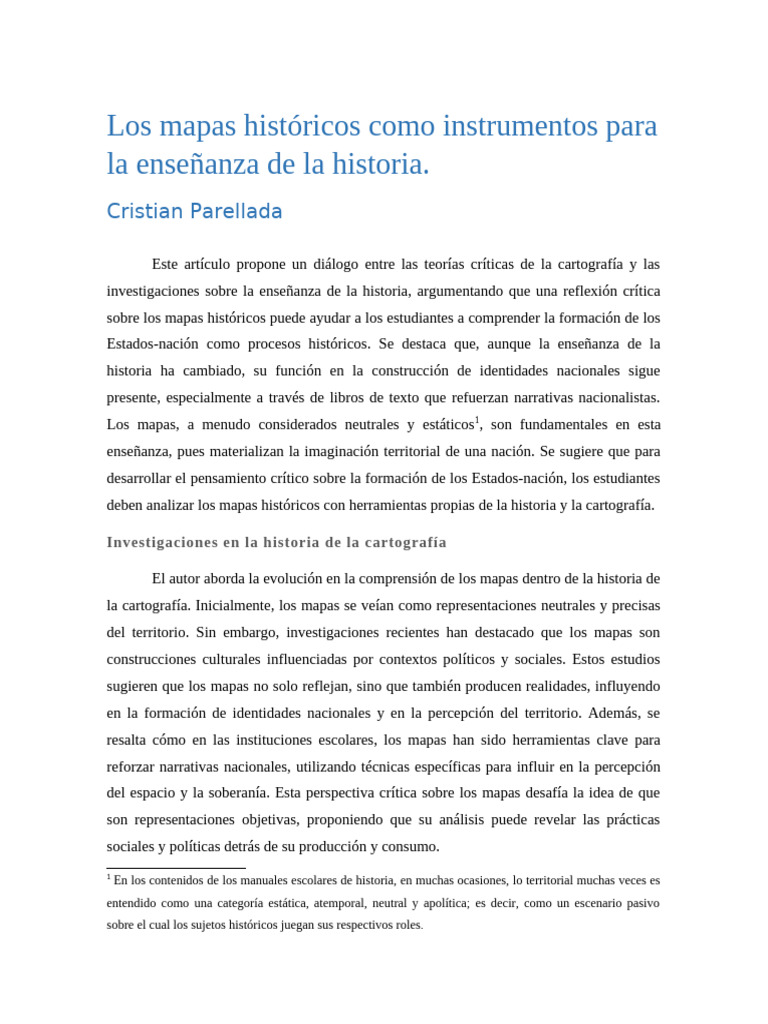 Los mapas históricos como instrumentos para la enseñanza de la historia | PDF