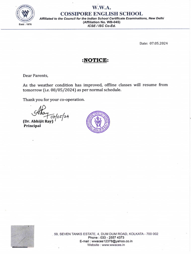 Notice for Offline Classes | PDF