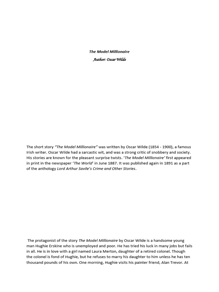 Unit 5 Semester Vi: The Model Millionaire | PDF