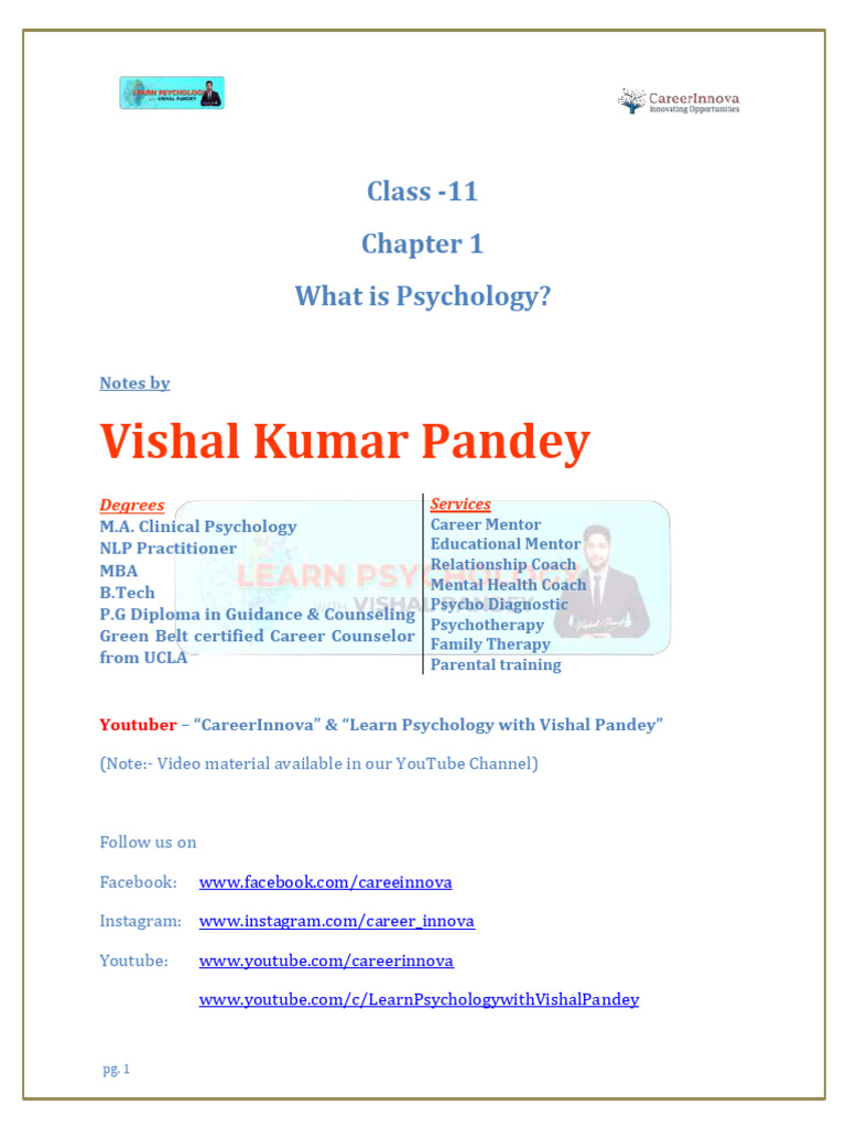 Chapter 1 Psychology | PDF