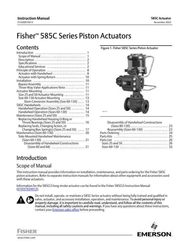Fisher 585C Actuator IOM d102087x012 - 124044 | PDF | Valve | Actuator