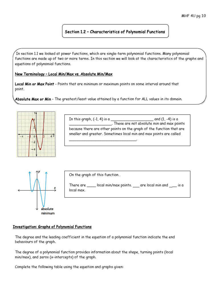 Chapter 1 - Polynomial Functions | PDF