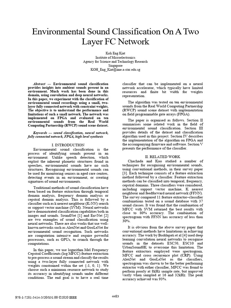 Environmental Sound Classification On ATwo | PDF