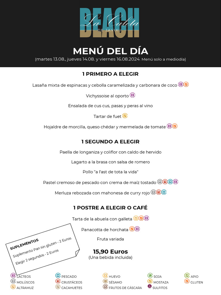 Menú Del Dia Beach | PDF