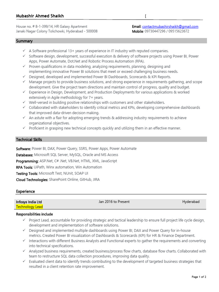Mubashir CV | PDF